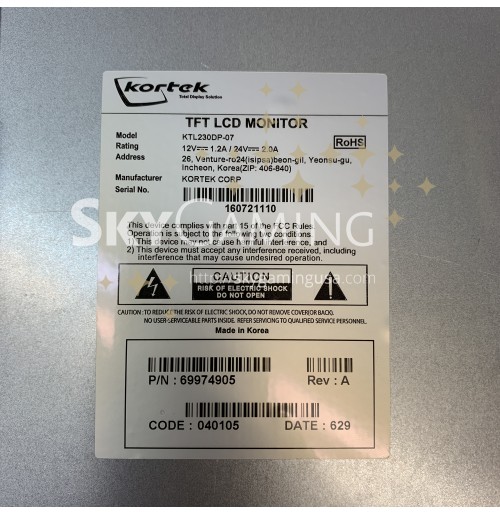 IGT CRYSTAL DUAL TOP MONITOR KORTEK KTL230DP-07